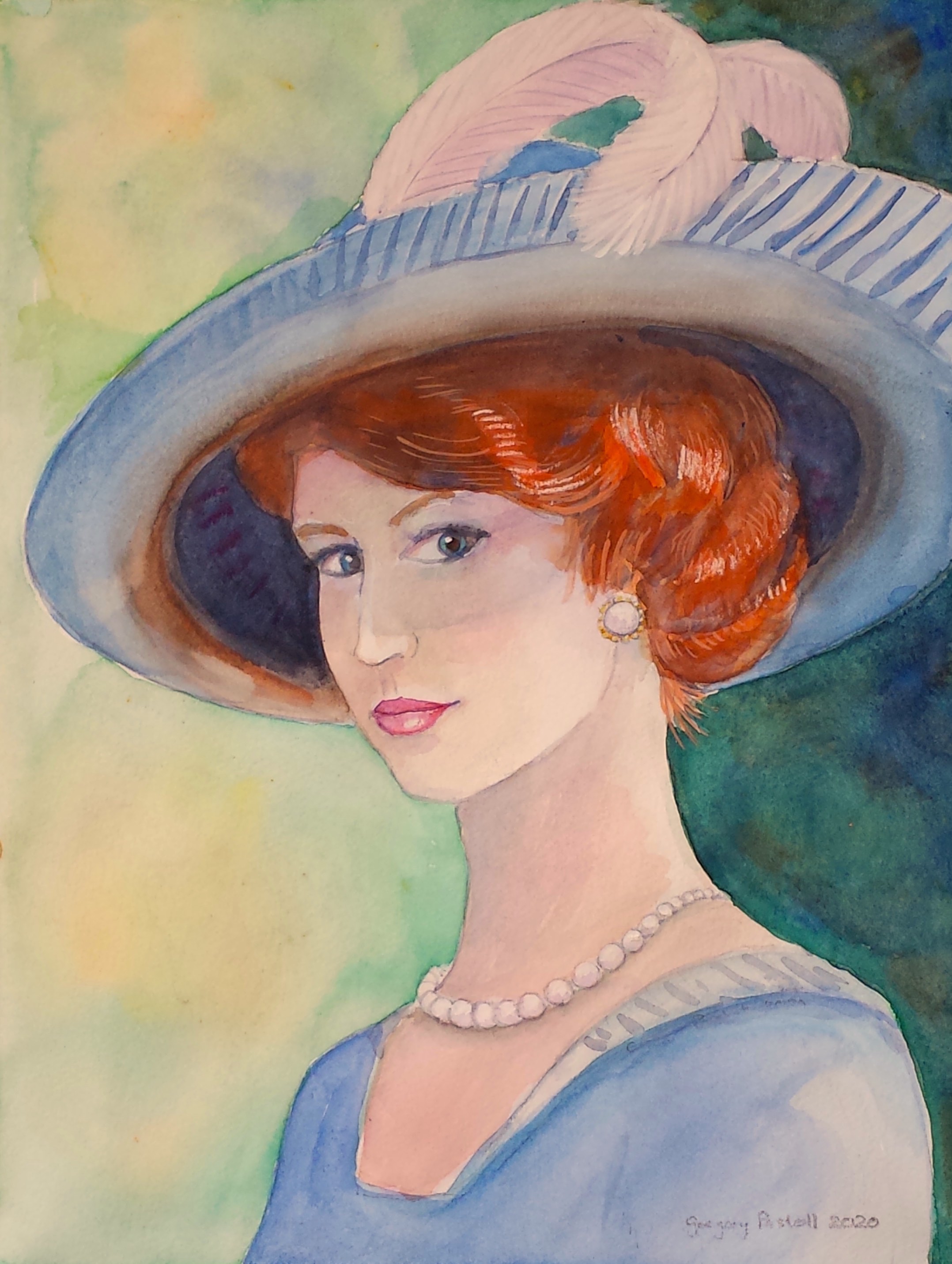 Victorian Lady watercolour - OzArt Finder